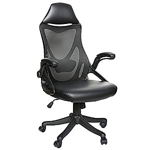 Ergonomic Home Office Desk Chair – Computer Mesh Adjustable Task Swivel Tilt Tension Armless Cushion Mid-Fiber Mesh Lumbar Support (Black D03(2))
