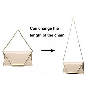 MUDUO Women Patent Leather Fashion Clutch Purses Evening Bag Handbag (NUDE)