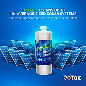Rotak SolBright 4-in-1 Solar Panel Cleaner Concentrate For PV Solar Panels Spot Free Quick Dry Non-toxic Cleans Up to 10 Solar Systems (32 oz)