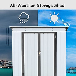 WTRAVEL 6 x 4 FT Outdoor Storage Shed Steel Tool Storage Shed with Lock Metal Garden Shed for Backyard, Patio, Lawn (6 x 4 FT, White)