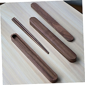 SHOWERORO Solid Wood Chopsticks Box Chopsticks Camping Holder Travel Silverware Travel Chopsticks with Case Silverware Case Chinese Chopsticks Black Walnut Solid Wood Fork Student Outdoor