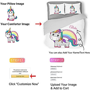 Custom Comforter Set with Photos Personalized Customized Picture Bedding Sets for Boys Girls (1 Comforter and 2 Pillowcases)