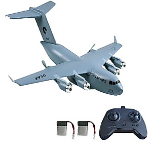 Eayaele RC Plane C-17 Remote Control Airplane Transport Ready to Fly 2 CH Toy for Kids Boys (Grey)