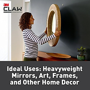 3M CLAW(TM) 65 lb. Drywall Picture Hanger With Spot Markers, Heavyweight Hanging Solution for Room Decor and Office Decor, Including Mirrors or Large Art – 3 Pack