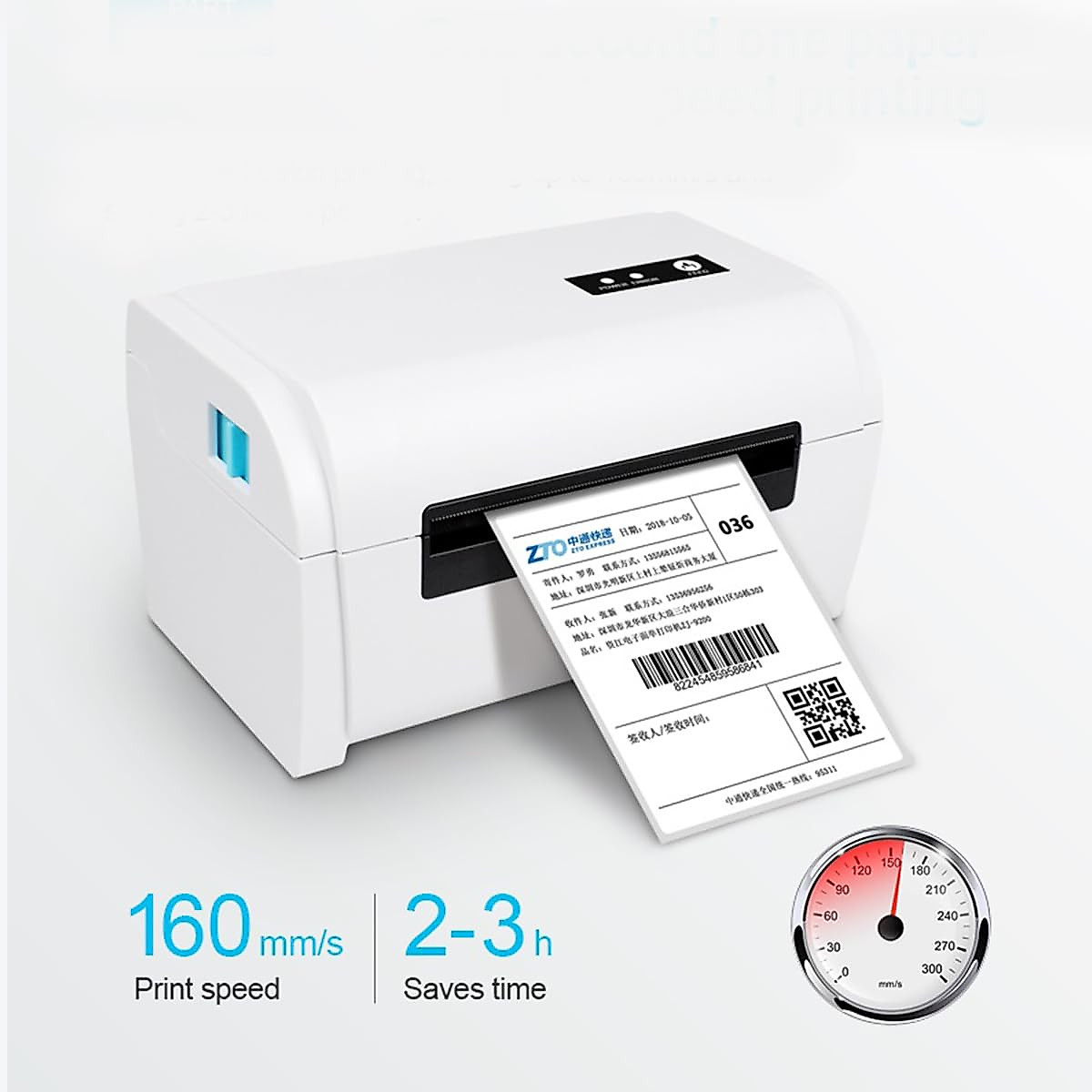 with U Disk (Driver.Software, Video are in U Disk) Label Maker Printer Thermal Barcode Shipping Printer Bluetooth and USB 110mm 4X6 Shipping Sticker Label Printer 4 inch (USB+Bluetooth Port)