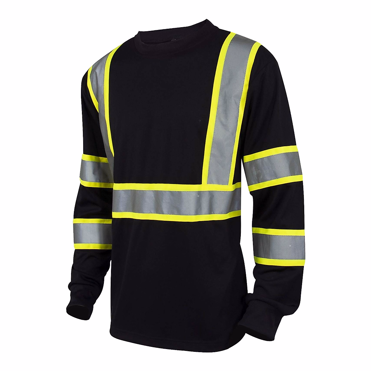 L&M Hi Vis Class 3 T Shirt Reflective Safety Black Long Sleeve HIGH Visibility 39 (XL, Black)