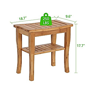 Kinsunny Outdoor Patio Garden Bench Bamboo - Spa Sauna Shower Storage Shelves Stand Organizer Wood Benches, Natural