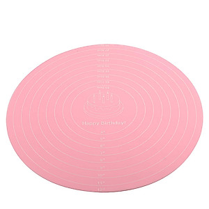 Baking Mat Round Silicone Pastry Mat, Nonslip Sheet Mat with Measurement, Nonstick Dough Rolling Mat Food Grade Silicone Counter Mat for Making Cakes Cookies Macarons Bread and Pastry