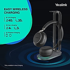 Yealink BH76 Bluetooth Headphones Wireless with Heaset Stand Upgraded, MS Teams UC Compitable, Hi-Fi, ANC, Bluetooth Headset with Microphone (5-mics) Retractable Arm Noise-Cancellation
