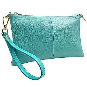 Beurlike Leather Wristlet Wallet Clutch Purses For Women Small Crossbody Phone Bags (Teal)