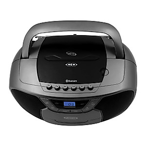 JENSEN CD-590-GR CD-590 1-Watt Portable Stereo CD and Cassette Player/Recorder with AM/FM Radio and Bluetooth (Gray)