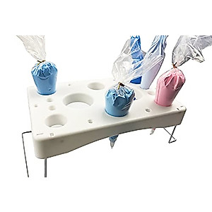 Cake Decorating Icing Bag Holder Tray Stand - 8-Hole Cream Bag Rack Icing Shelf ABS Stainless Steel Detachable Cake Decorating Pastry Bag
