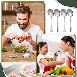 Layhit 42 Pcs Serving Spoons Stainless Steel Bulk Highly Polished 8 Inches Large Serving Utensils of Spoons Solid Dishwasher Safe Serving Spoons for Buffet Catering Salads Pasta Soup Home Parties