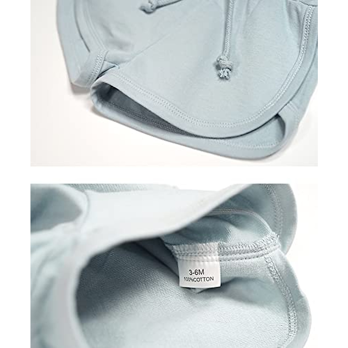 Teach Leanbh Baby Boys Girls 3 Pack Athletic Shorts Cotton Soild Color with Drawstring (6-12 Months, Yellow/Powder Blue/Grey)