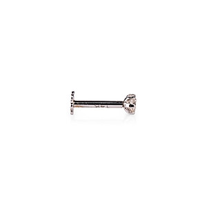 Demira Jewels 0.10 ct Real Diamond 14k White Gold Nose Stud Lip Labret Monroe Ring, 8 mm Long Internally Threaded Screw Post.