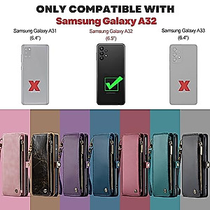 Defencase Galaxy A32 5G Case, RFID Blocking Samsung Galaxy A32 5G Case Wallet for Women and Men with Card Holder, Zipper Magnetic Flip PU Leather Protective Samsung Galaxy A32 5G Phone Case, Purple