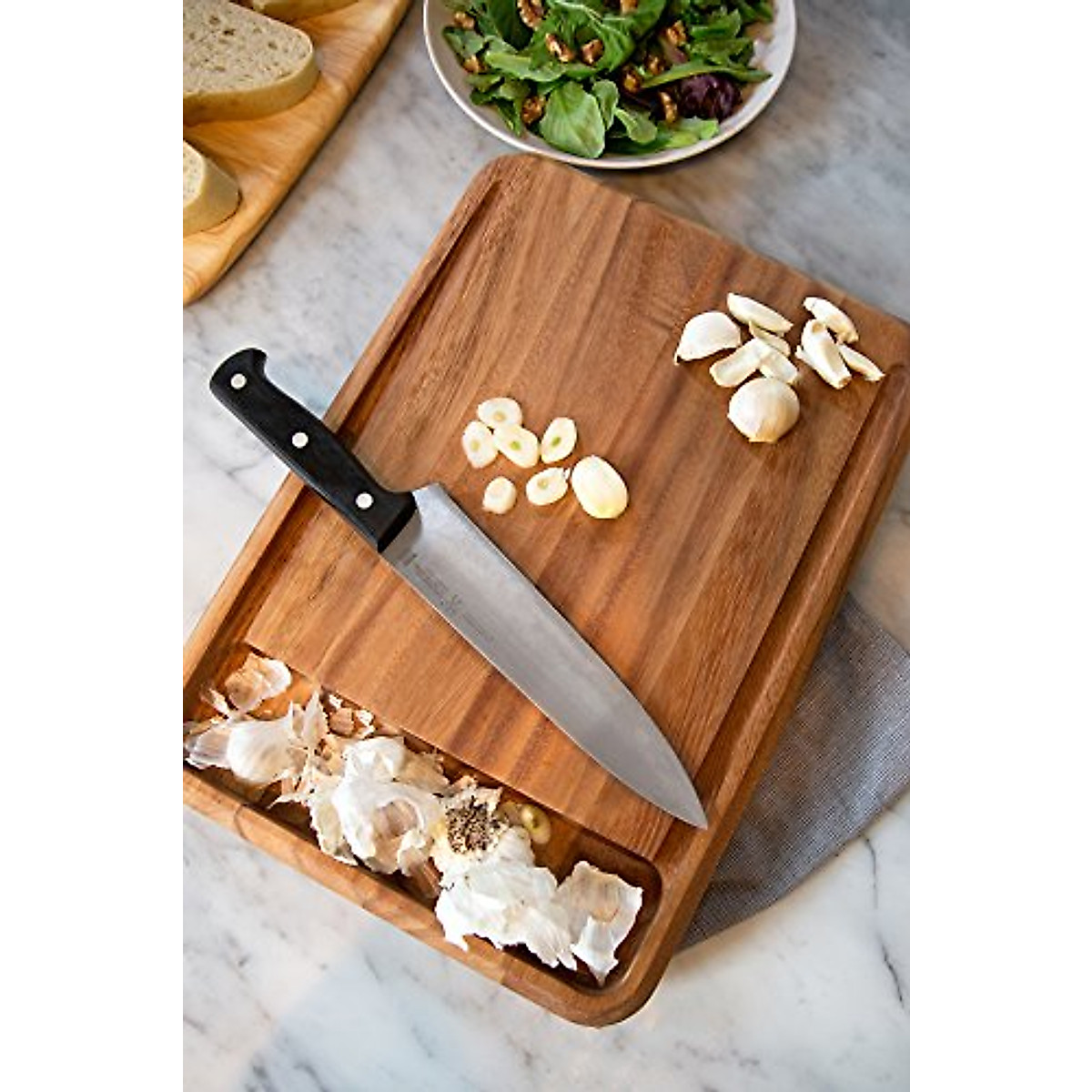 Ironwood Gourmet Big Catch Cutting Board, Acacia Wood, 10.5 x 15 x 1.25 inches