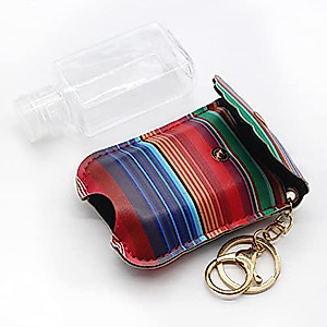 Portable Travel Bottles, Premium Leather Holder with Keychain (color bar)