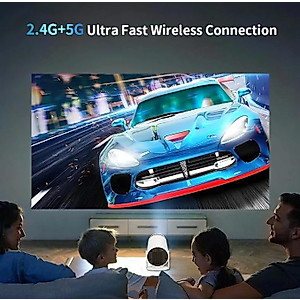 Mini Projector, Magcubic HY300 Auto Keystone Correction Portable Projector, 4K/ 200 ANSI Smart Projector with 2.4/5G WiFi, BT 5.0, 130 Inch Screen, 180 Degree Flip, Round Design, Home Video Projector