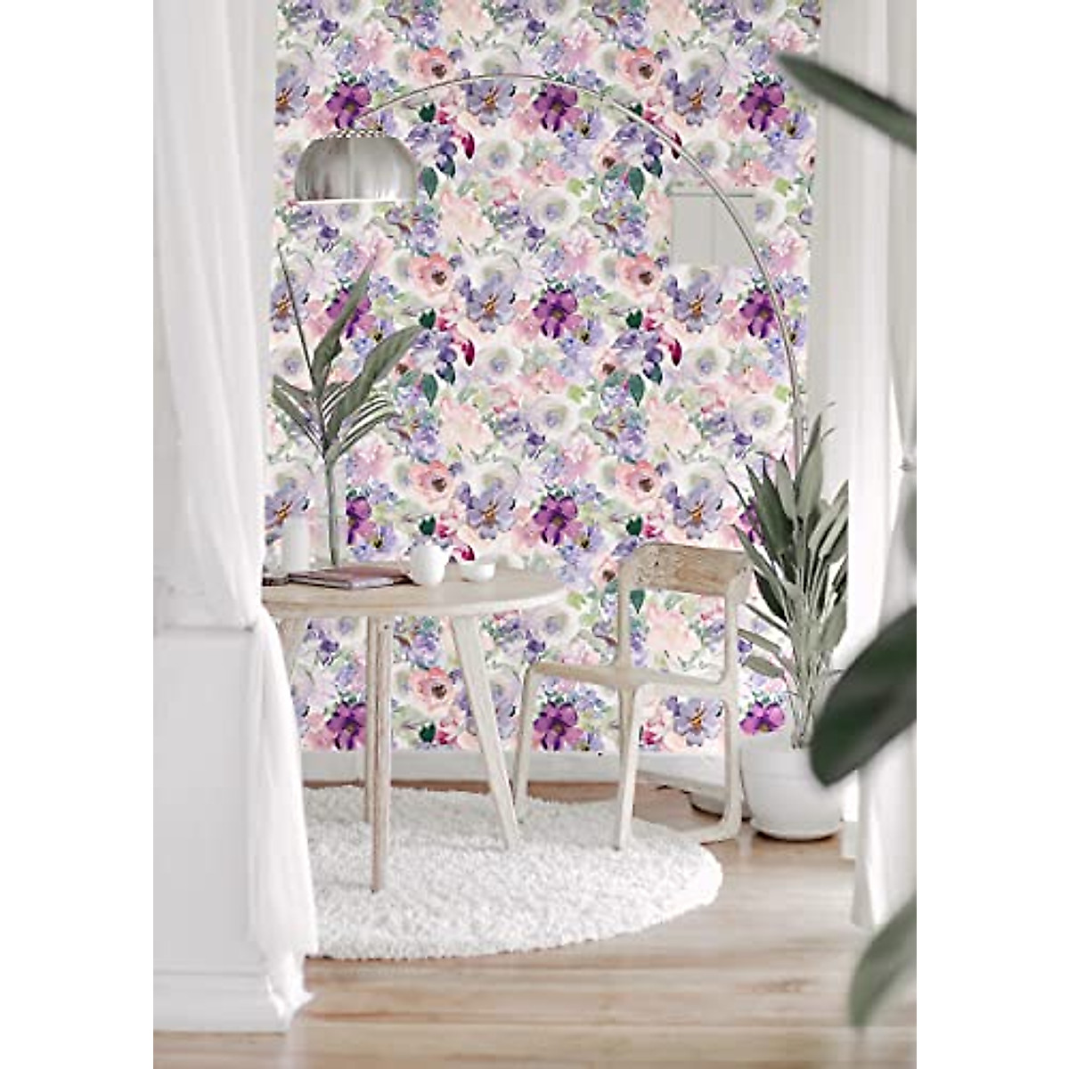 Luvdecor Floral Peel and Stick Wallpaper Removable Wallpaper Peel and Stick Boho Wallpaper for Bedroom Bathroom Renter Wallpaper Floral Contact Paper for Kitchen Cabinet Accent Wall 17.7 * 118in