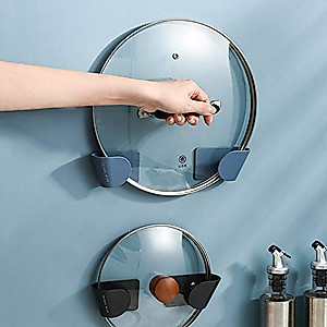 DZHF Pot Lid Organizer, Pot Pan Lid Organizers Holder Inside Cabinet Door, Wall Mount (Set Of 6 Pairs) Blue