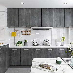 CRE8TIVE 12"x354" Grey Wood Peel and Stick Wallpaper Removable Self Adhesive Dark Wood Grain Contact Paper for Cabinets Durable Thick Distressed Wood Look Wallpaper Decorative Vinyl Roll for Furniture