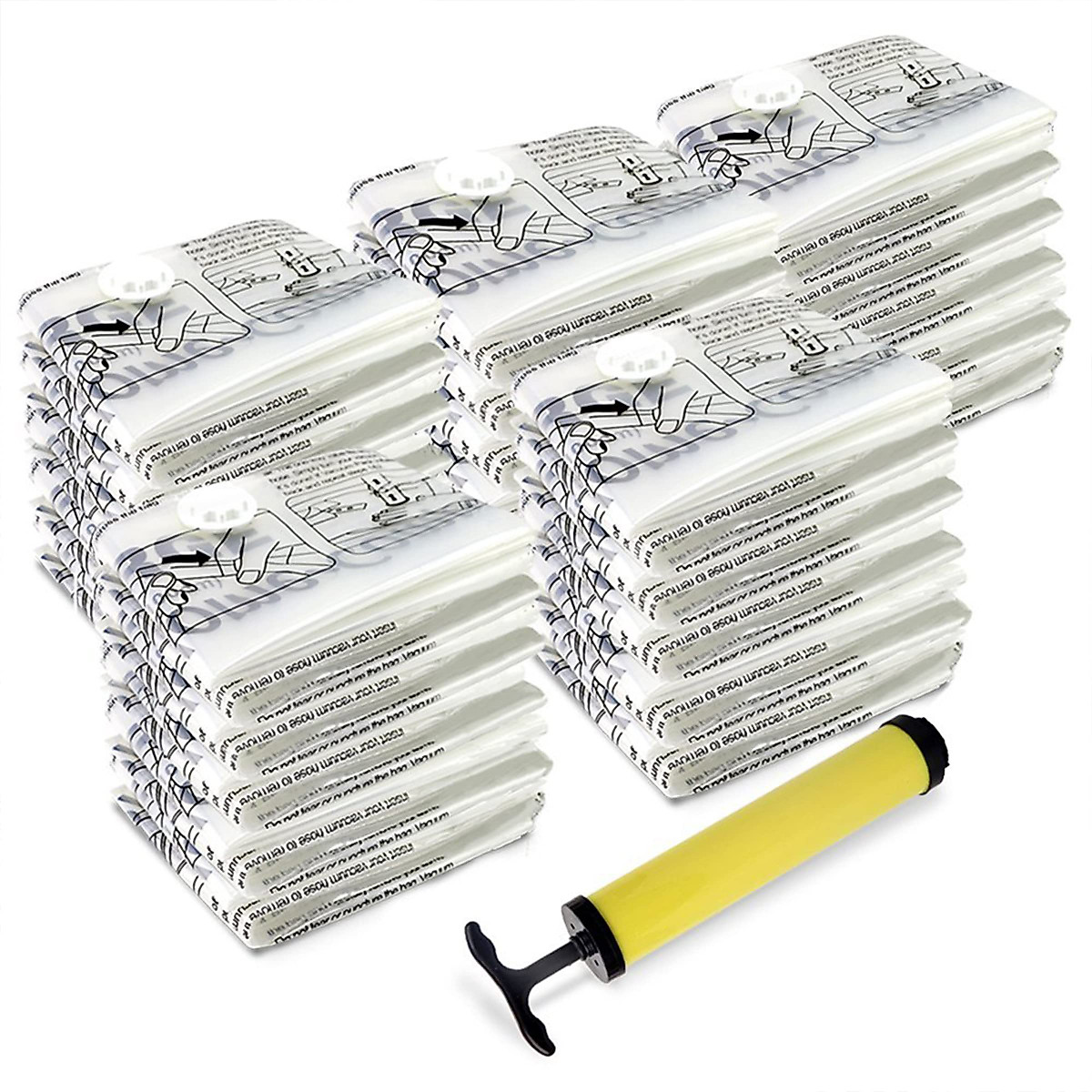 Home-Complete 25 Vacuum Storage Bags-Space Saving Air Tight Compression-Shrink Down Closet Clutter, Store, Organize Clothes, Linens, Seasonal Items