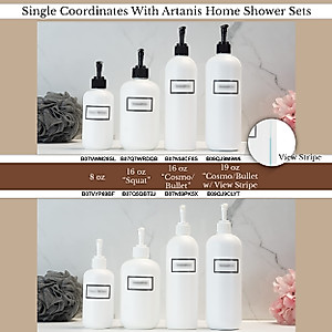 Artanis Home Silkscreened Empty Small Face Wash Bottle, 8 oz, White (Black Pump)