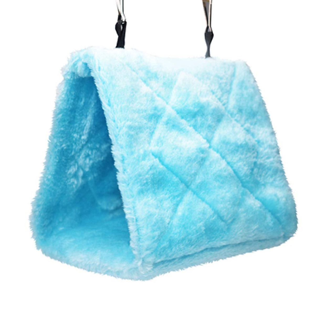 Cdycam Pet Bird Nest Hammock Hanging Cave Cage Plush Snuggle Happy Hut Tent Bed (Small, Blue)