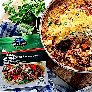 Wild Planet USDA Organic Shredded Beef with Beef Broth, No Salt Added, 3 oz Pouch (Pack of 1)