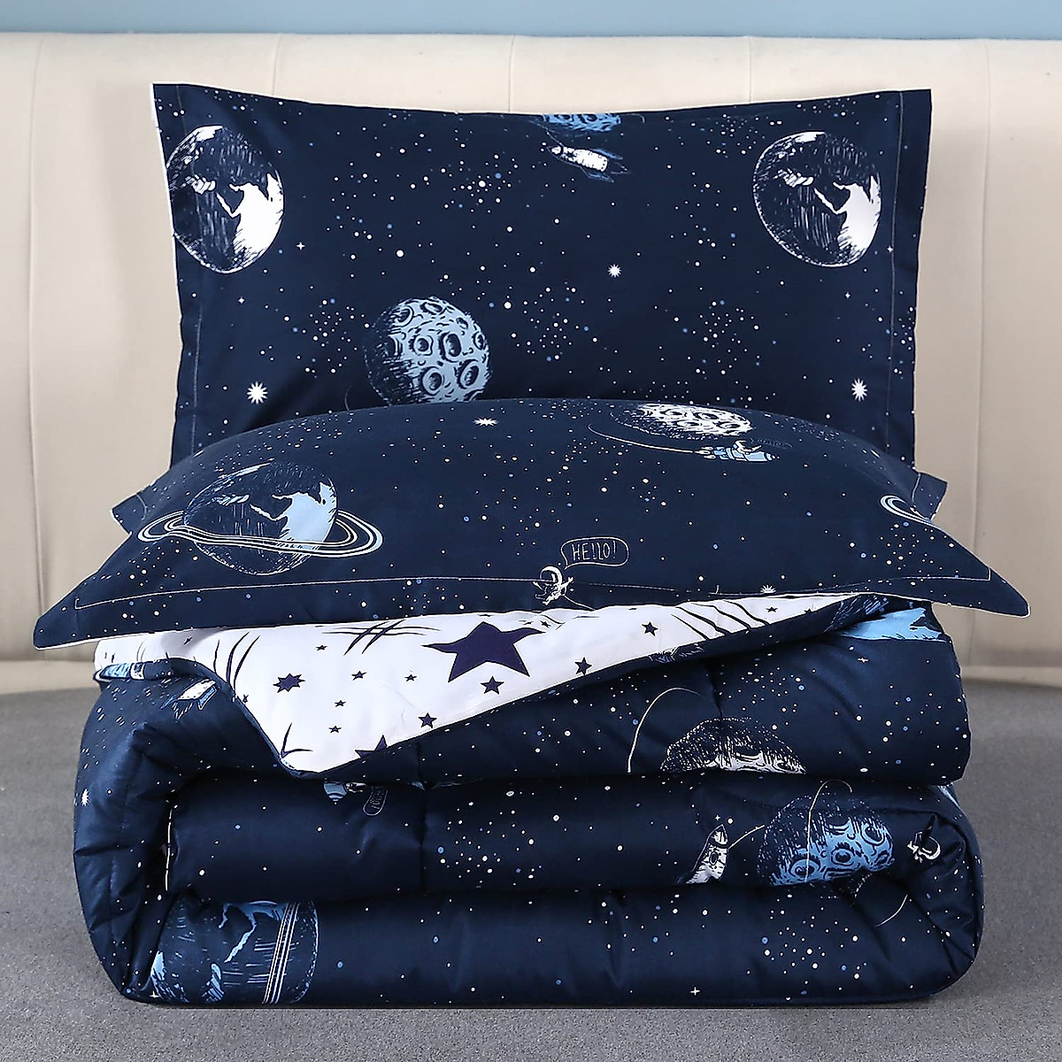 Mengersi Cow Print Comforter Set Queen Bed in a Bag 7 Pieces- Black White Comforter Sets Queen Size, Milk Cow Reversible Plaid Grid Western Bedding Set with Bed Sheets,Fitted Sheet,Flat Sheet