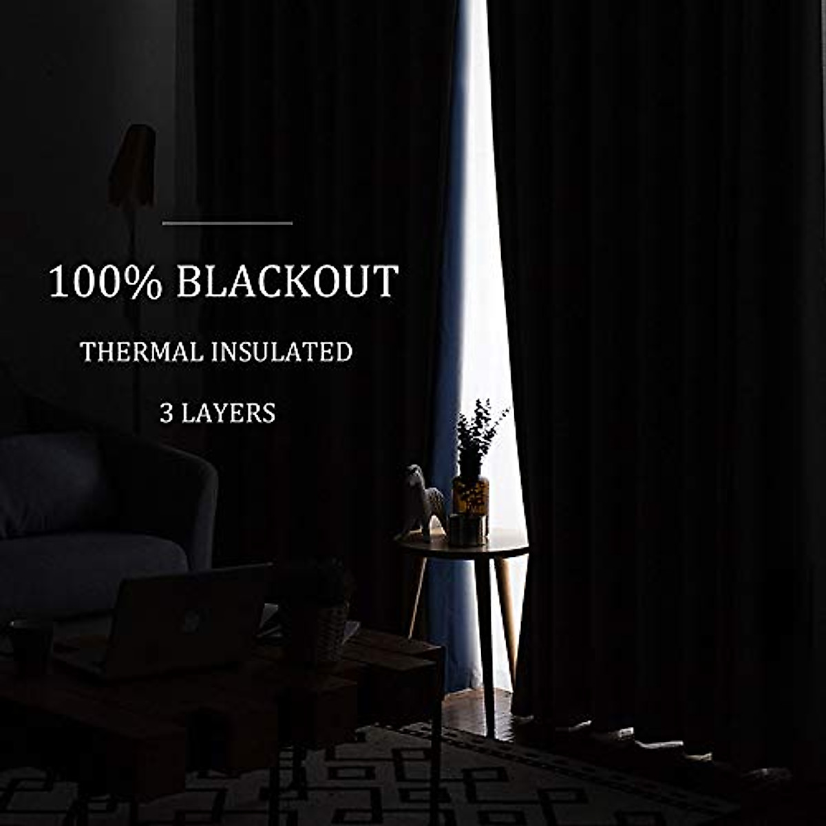 RYB HOME 3-in-1 Soundproof - Blackout - Thermal Insulation Living Room Divider Curtains, Large Bay Window Curtains for Bedroom Theatre Office Backdrop, Wild Rose, W 62 x L 84 inches, 2 Panels