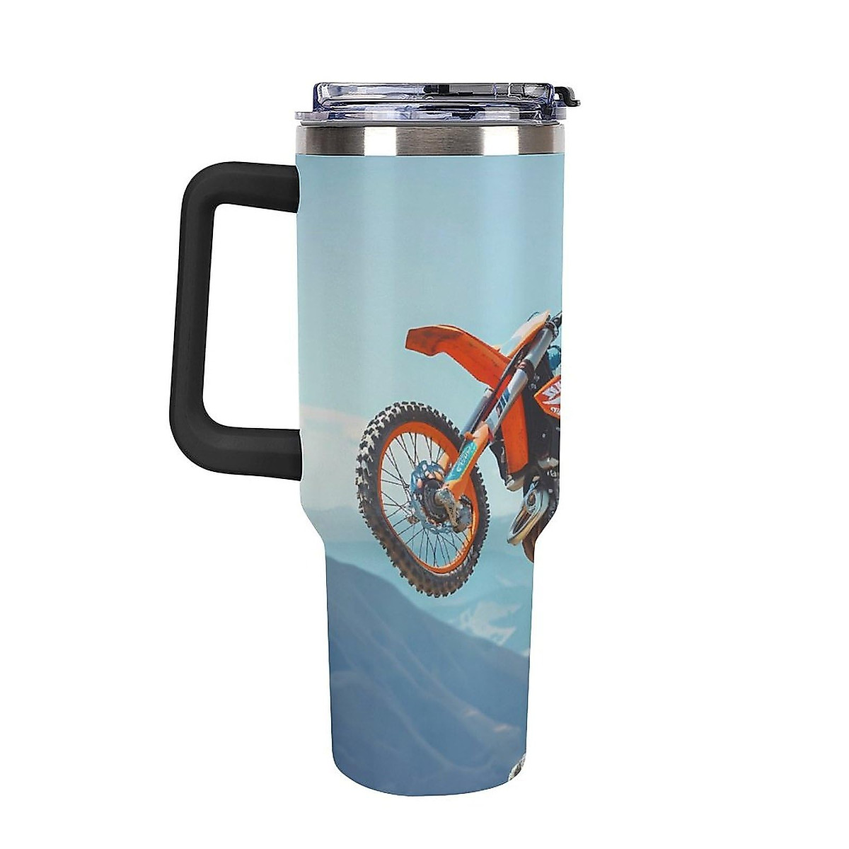 Motocross Dirt Bike Insulated Tumbler with Handle Stainless Steel Travel Coffee Mug with Lid And Straw 40oz
