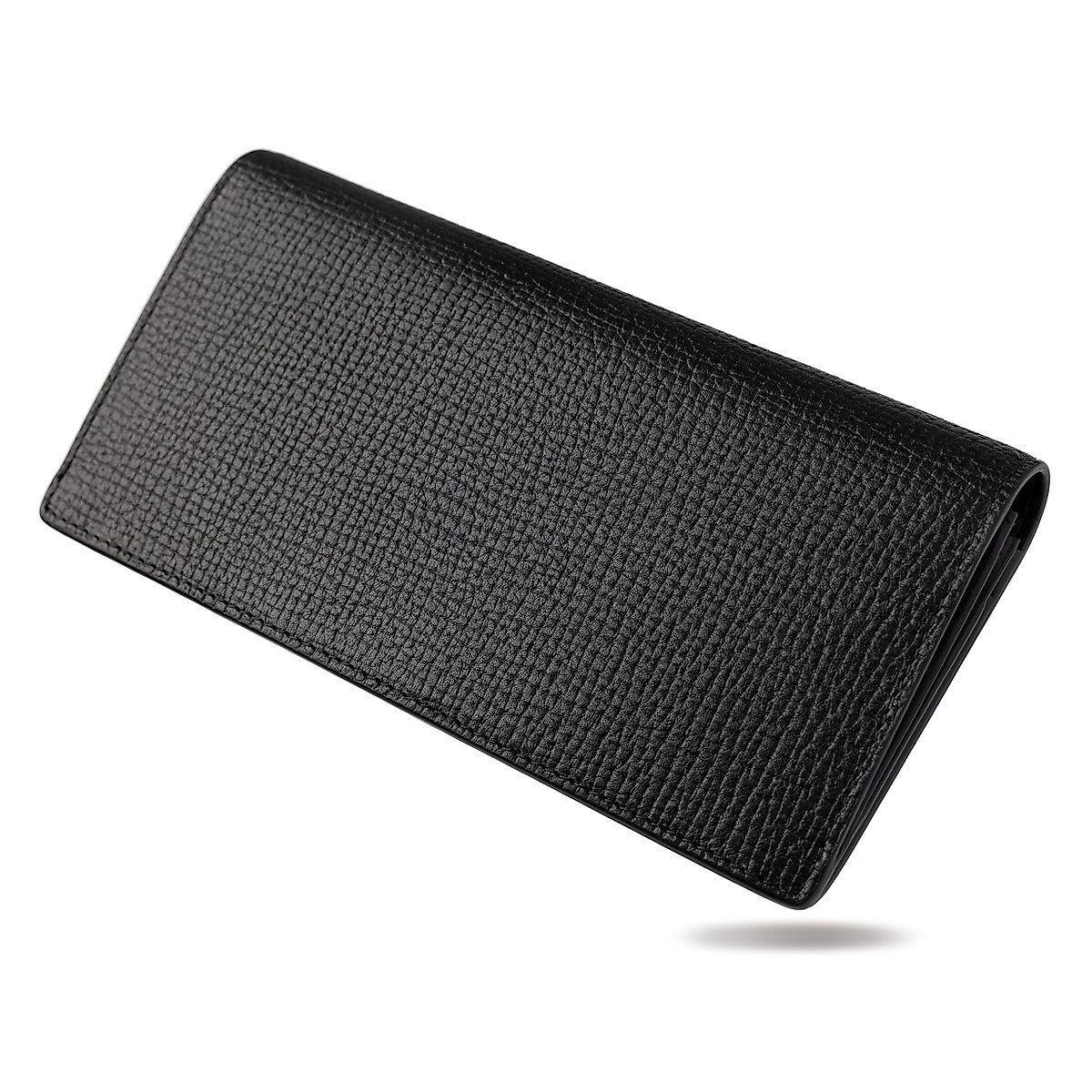 WOLFselection Genuine Leather Long Wallet - Rugged Bifold Mens Wallets with Inner Zip Slot for Key and Coins - Big Capacity for Credit Cards ID Driver's License and Notes