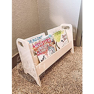 Bush Acres Montessori Kids Portable Bookshelf | Toddler Bookcase - Wooden Furniture Nursery Gift Book Shelf USA