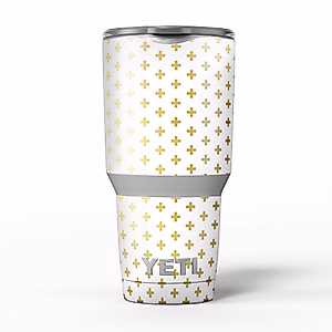 Design Skinz The Gold Mirco Cross Pattern - Skin Decal Vinyl Wrap Kit Compatible with The Yeti Rambler Cooler Tumbler Cups