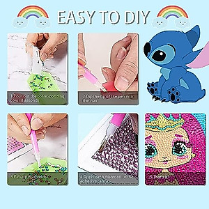 cviokrdu 5D Diamond Painting Kits for Kids with 7.1"X7.1"Wooden Frame,Disney Cartoon Mermaid Diamond Art for Kids Ages 6-12 by Number Kits DIY Painting Arts and Crafts,Diamond Dots for Kids Gift