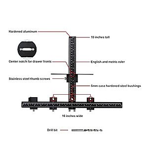 Lonfu Cabinet Hardware Jig for Handles, Adjustable Template with Convenient and Precise Installation for Door and Drawer Knobs,Pulls,Tool Accessories Jig of Aluminum Alloy
