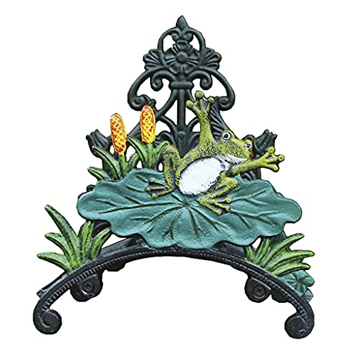 Heavy Duty Garden Hose Holder Water Hose Holder Wall Mount Garden Butler Hose Hanger Wrought Iron Craft Graceful Pattern Decorative Garden (B)