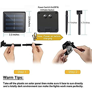 Soltuus Solar Fairy String Lights Outdoor, Multi Strand 180 LEDs Watering Can Light, Waterproof Solar Powered Waterfall Lights, Warm White Firefly Bunch Lights