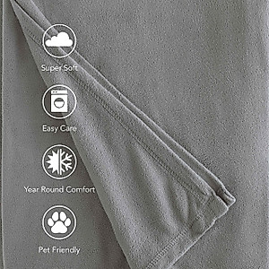 Martex Supersoft Fleece Blanket Queen Size - Fleece Bed Blanket – All-Season Warm Lightweight Anti-Static Throw Blanket - Blanket For Couch & Sofa (90 x 90 Inches, Grey)