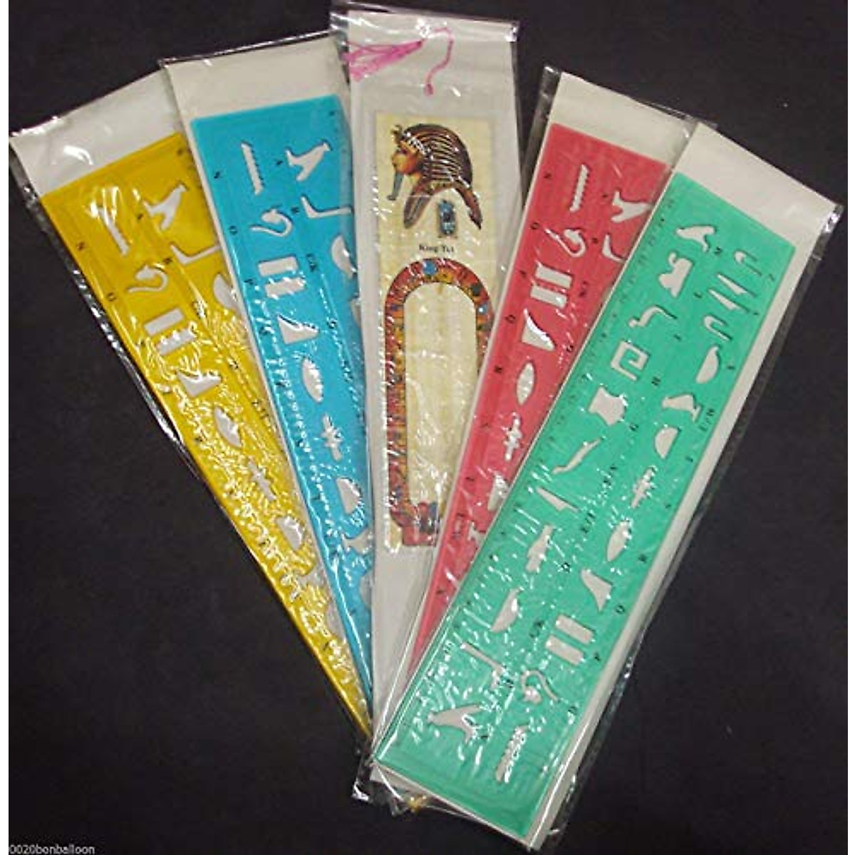 6 Egyptian Pharaoh Papyrus Blank Bookmarks Book Marks Book Mark + 2 Plastic Stencil Ruler Write Your Name Papyri Hieroglyphic Hieroglyphics Alphabet History Teaching Educational Set Art Scrapbooking