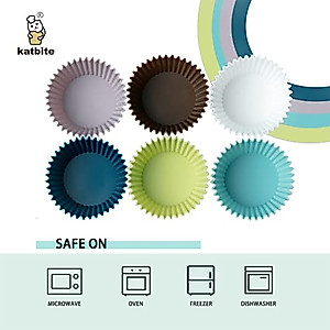 Silicone Cupcake Baking Cups Katbite 24 Pack Silicone Baking Cups Reusable Non-stick Heavy Duty Silicone Cupcake Liners for Baking Soft Pale Muffins Cups for Party Halloween Christmas