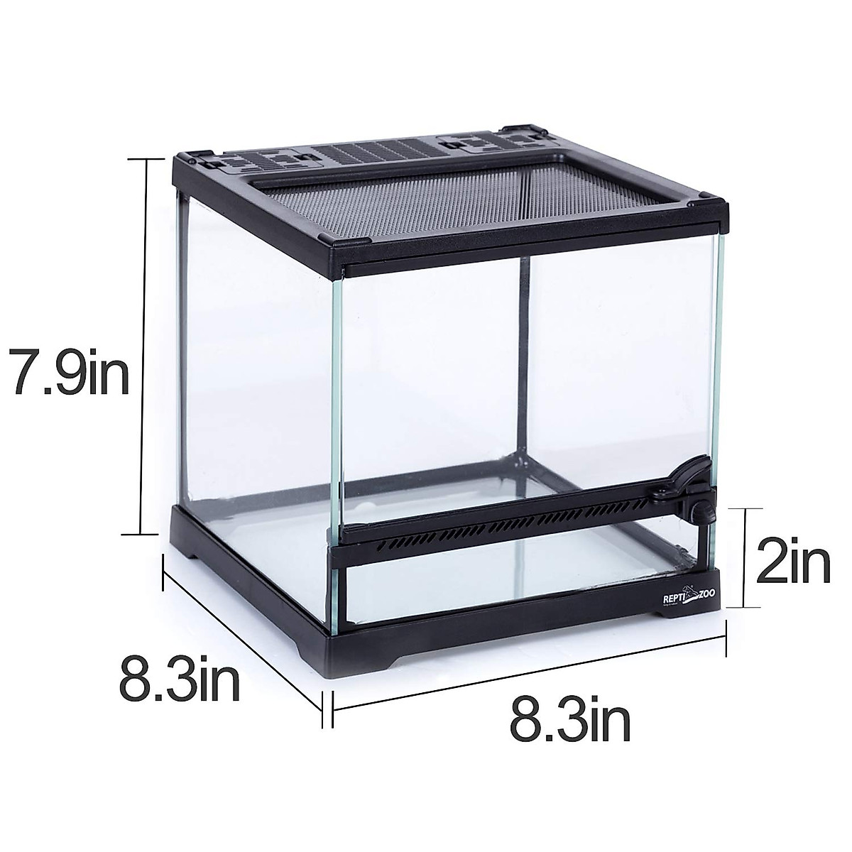 REPTIZOO Mini Reptile Glass Terrarium Tank 8"x8"x8", Front Opening Door Full View Visually Appealing Mini Reptile or Amphibians Glass Habitat