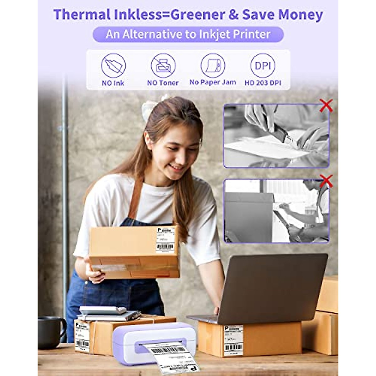 Phomemo 4x6 Shipping Label Printer for Small Business - High Speed Thermal Label Maker Work with Windows,Mac,Linux&Chrome OS, Direct Thermal Printer Support Shipping, Barcode, Household Label and More