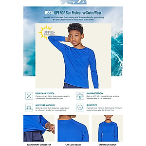 TSLA Kids Youth UPF 50+ Long Sleeve T-Shirt, Athletic Sports Dry Fit Sun Shirts, UV Sun Portection Fishing Shirts, Loose Fit Rashie Blue, 14