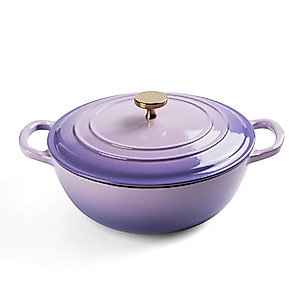 M-COOKER 4.5 Quart Dutch Oven Pot with Lid: Versatile Cast Iron Enamel Dutch Oven for Sourdough Bread Baking or Frying, Roasting, and Simmering(Purple), 13.7Lx10.2Wx6H