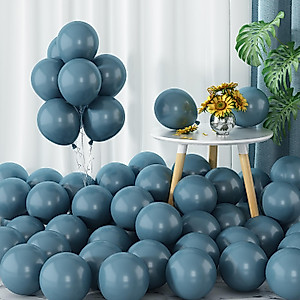 Slate Blue Balloons 60pcs 5inch Small Dark Teal Blue Dusty Blue for Balloon Garland Arch 5'' Round Mini Retro Ocean Sea Blue Latex Balloon for Birthday Party Decoration DIY Bear Baby Shower Wedding