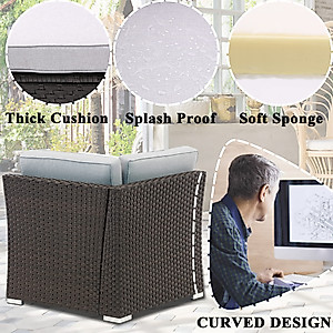 iArtHand Patio Sofa Set with Coffee Table Outdoor Sectional Sofa Set Patio Conversation Set Patio Furniture Sets All Weather Rattan Outdoor Sofa Set with Thickened Cushion