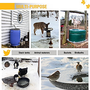 comincia 500Watt Stock Tank Heater,Chicken Water Heater,Cast Aluminum Submergible De-Icer, Thermostatic Control Water Trough Tank Heater for Livestock Poultry Birds,Cows,Horses,Wildlife Drinking